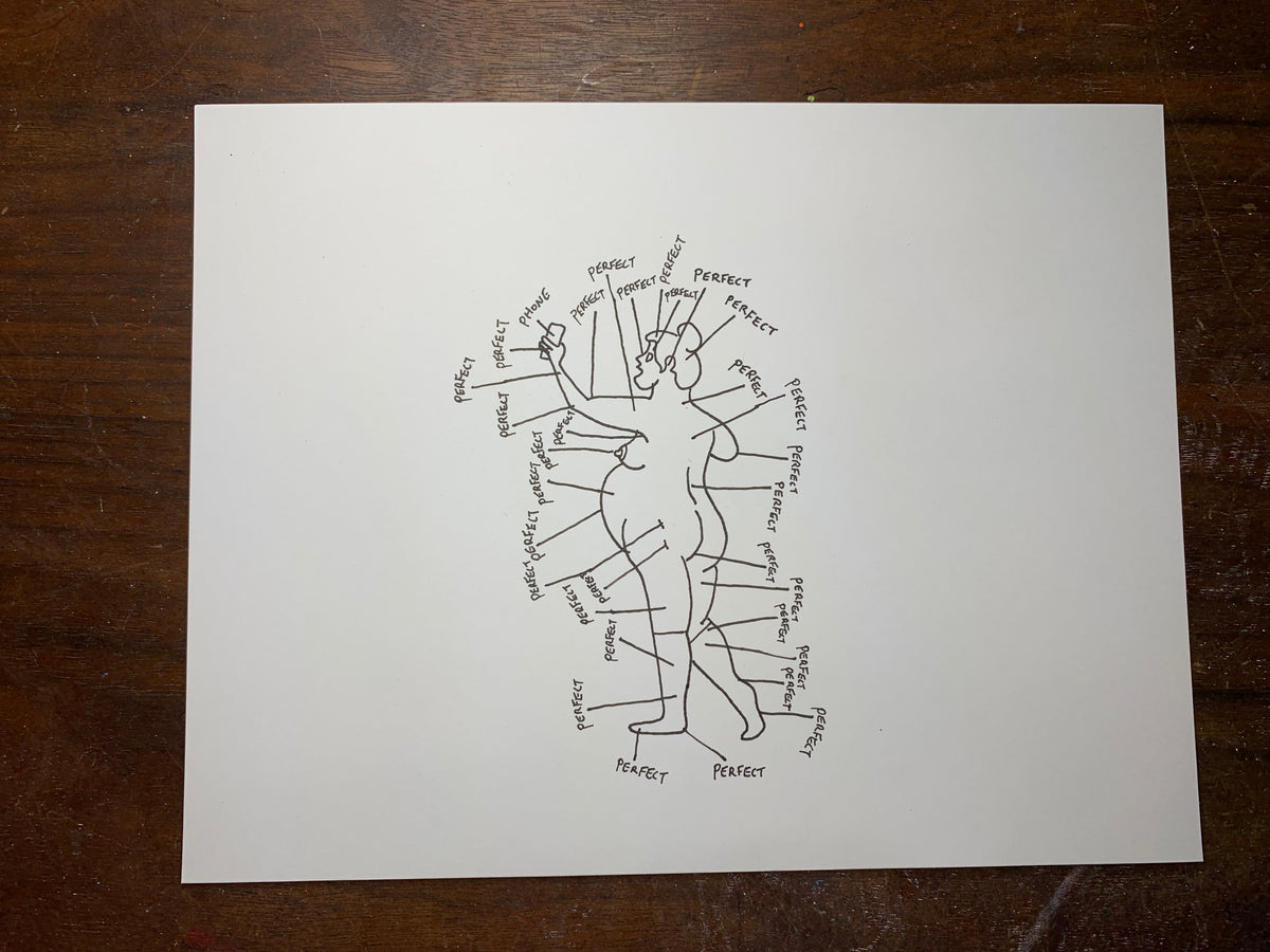 Perfect (Pregnant) Original Drawing – POROUS WALKER