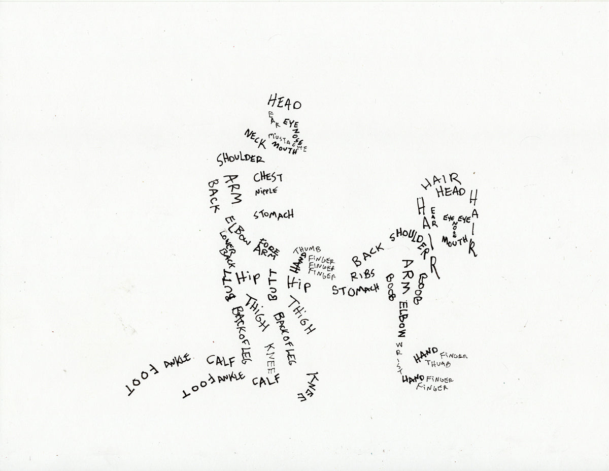 SET OF 4 ORIGINAL DRAWINGS HAND DRAWN WORDS – POROUS WALKER